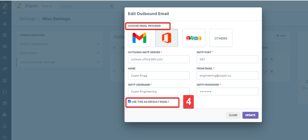 How to configure and send mail using an external mailbox?