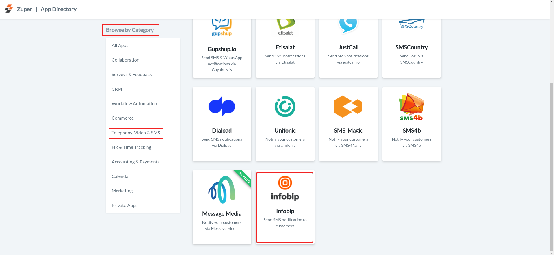 How to integrate and use Infobip with Zuper?
