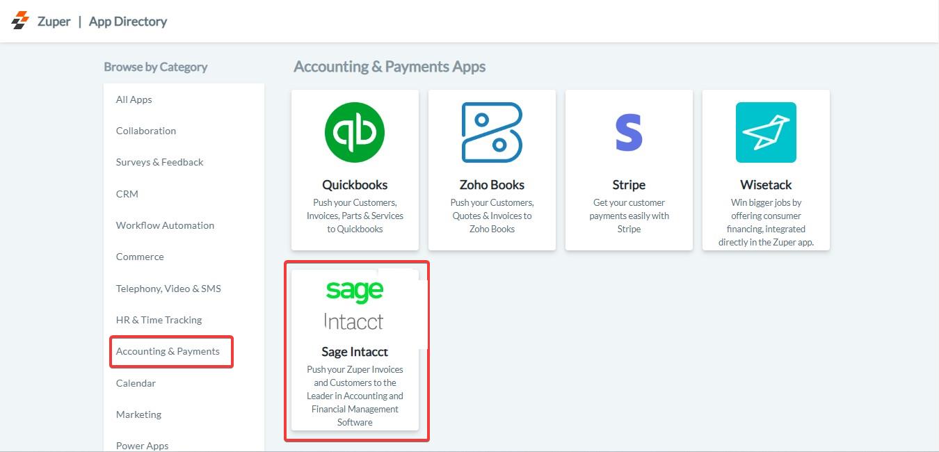 How to integrate and use Sage Intacct with Zuper?
