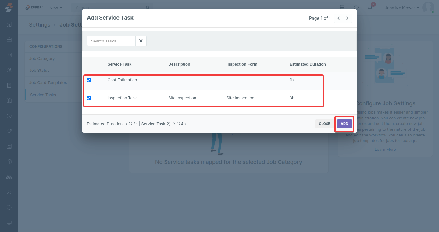 How to create & manage Service Tasks?