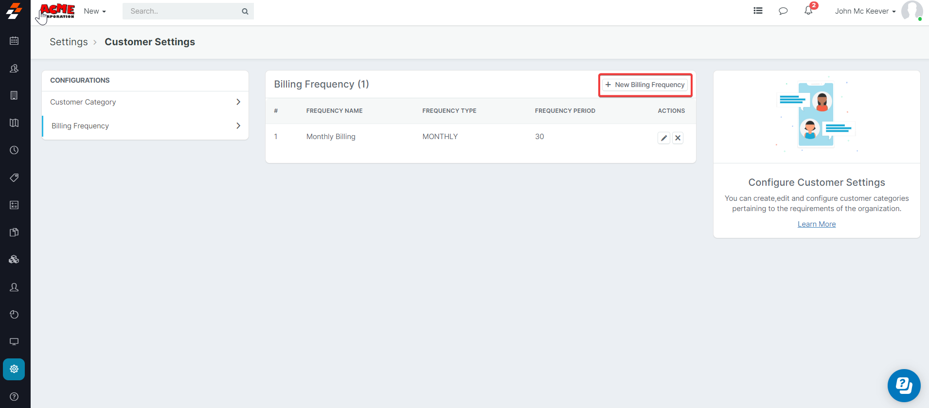 How to Create and Edit Customer Billing Frequency?