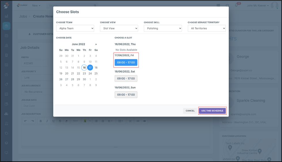 How to use Assisted scheduling while creating a new job?