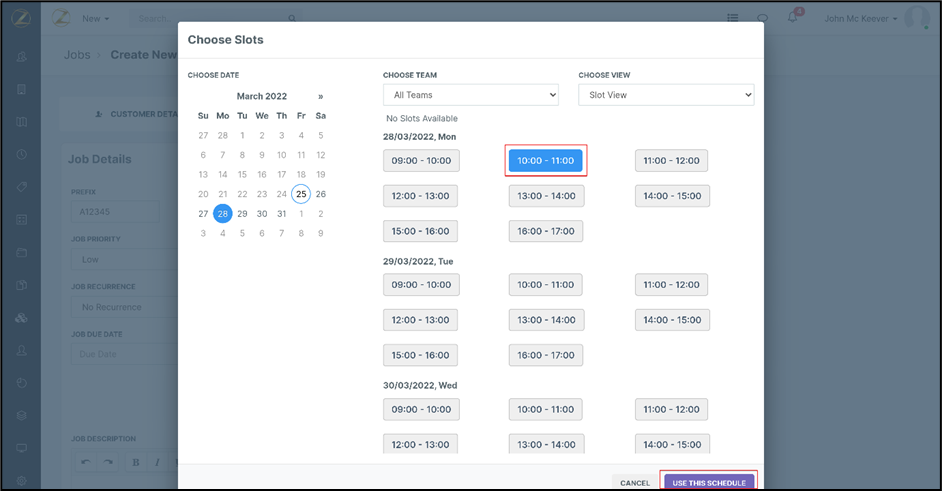 How to use Assisted scheduling while creating a new job?
