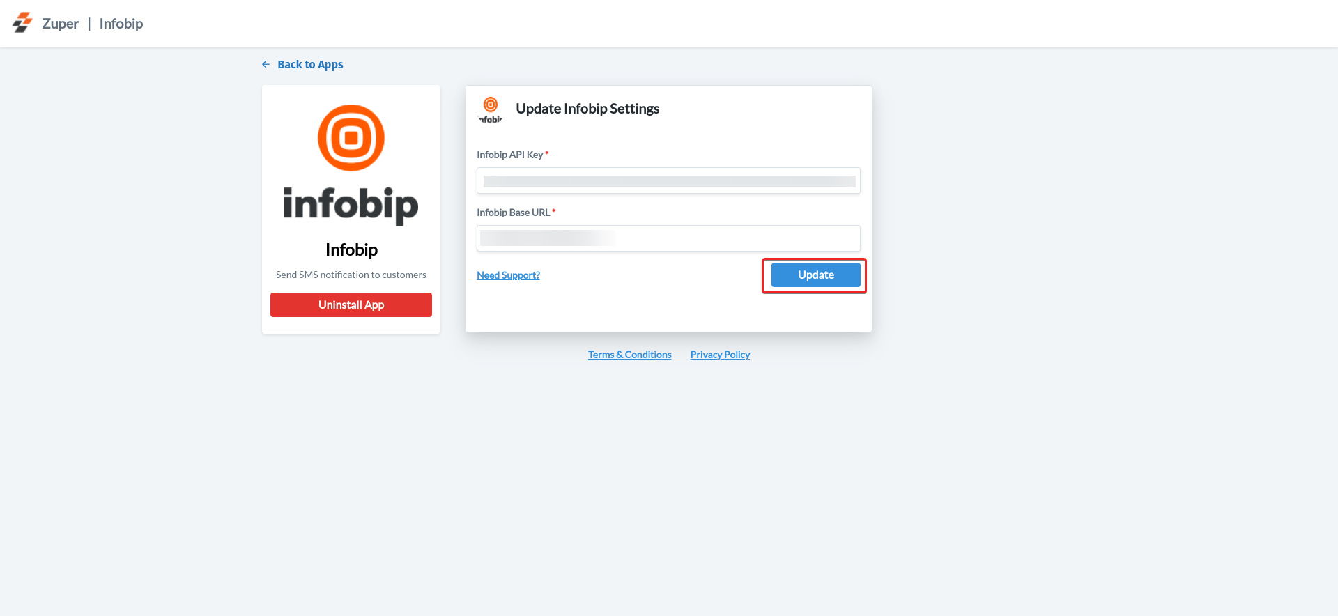 How to integrate and use Infobip with Zuper?